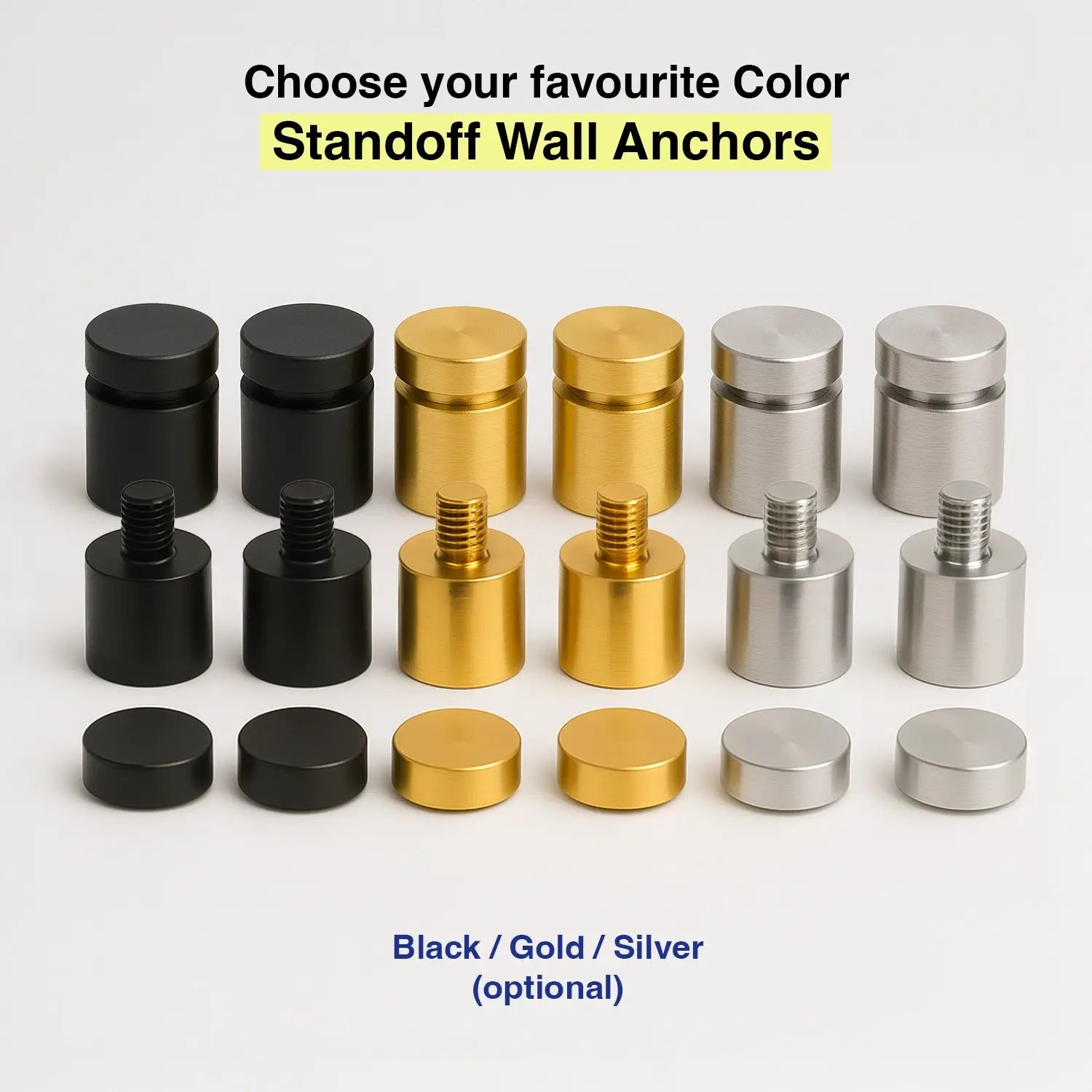 Pack of Black standoff wall anchors (4) – Quality Signs Chicago